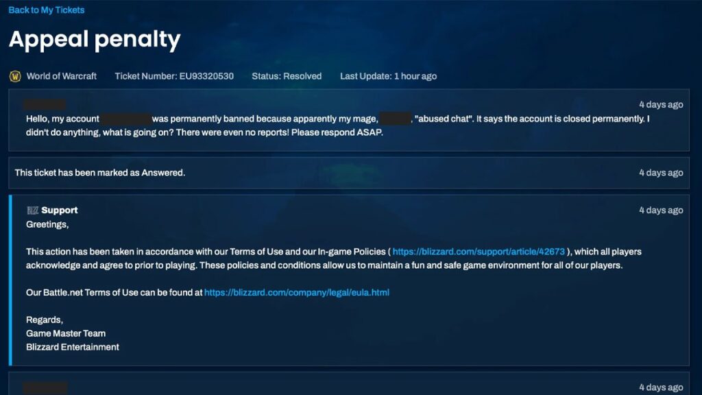 Blizzard's CS Completely Ignores Ban Appeals | WowVendor