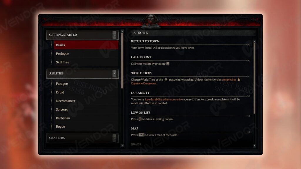 Diablo 4 Game Guide button will be available in Season 5? | WowVendor